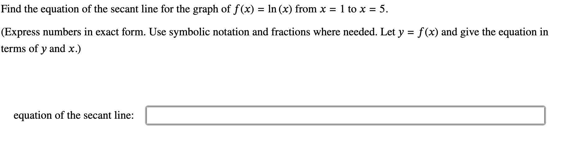 Solved Find the equation of the secant line for the graph of | Chegg.com