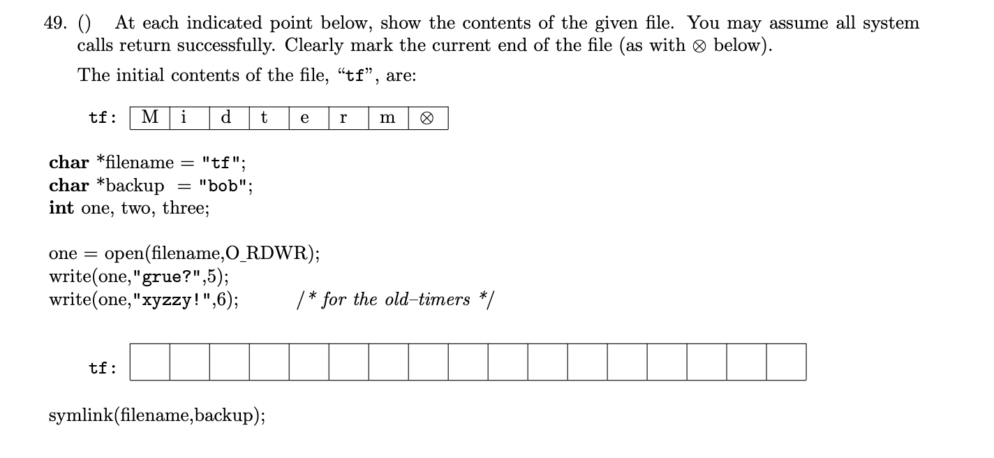Solved 49. () At each indicated point below, show the | Chegg.com