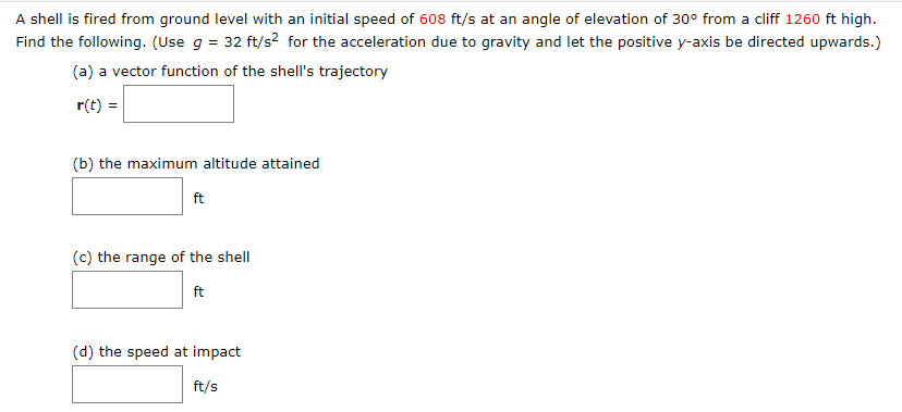 Solved A shell is fired from ground level with an initial | Chegg.com