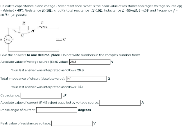 Solved Calculate capacitance C and voltage U over | Chegg.com