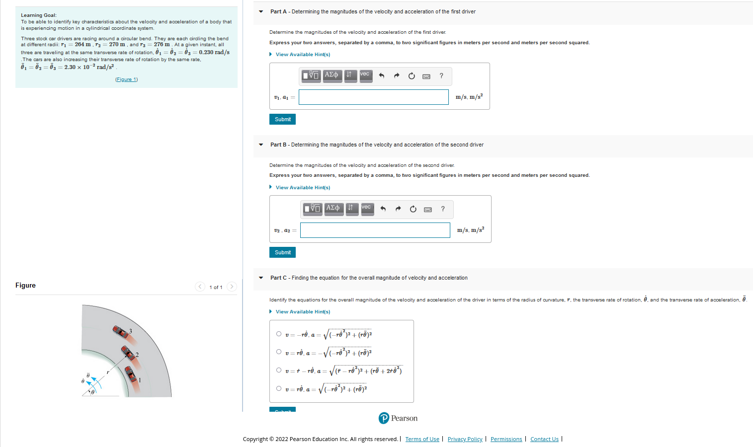 Solved - Part B - Determining the magnitudes of the velocity | Chegg.com