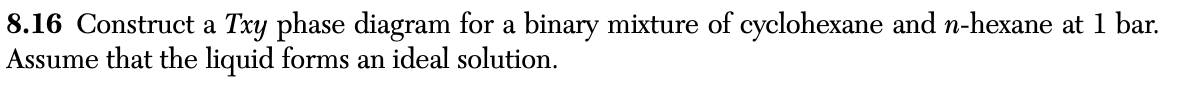Solved 8.16 Construct a Txy phase diagram for a binary | Chegg.com
