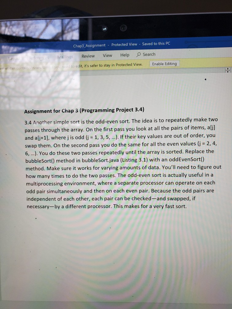 Solved Chap3. Assignment - Protected View - Saved to this PC | Chegg.com