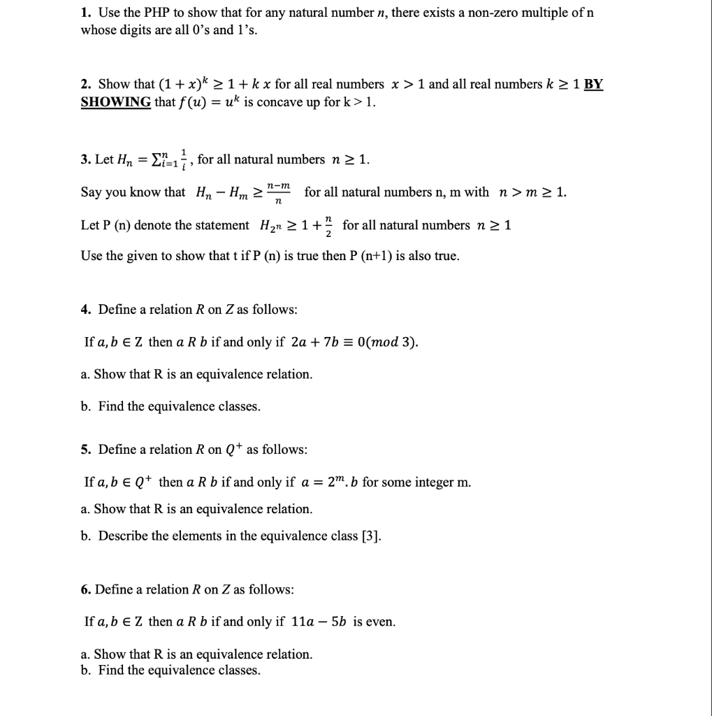 Solved 1. Use the PHP to show that for any natural number n, | Chegg.com