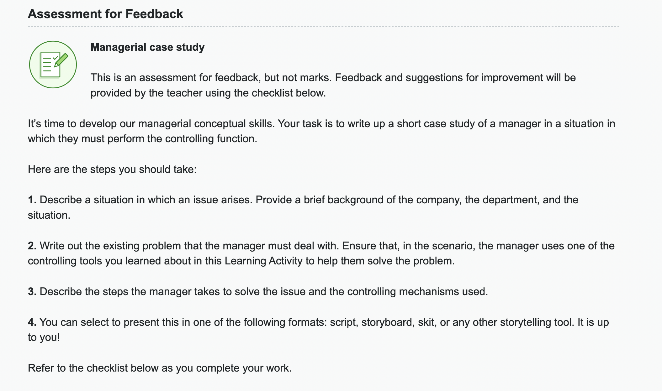 Solved Assessment for Feedback Managerial case study This is | Chegg.com