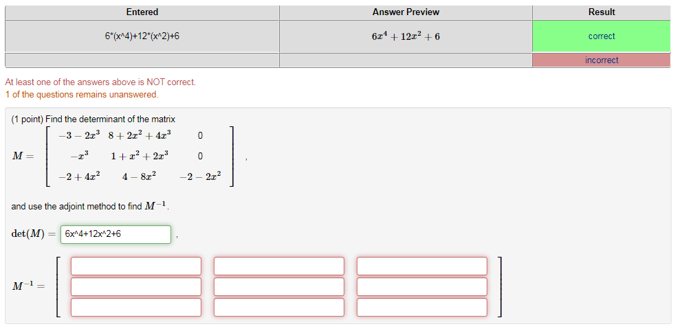 Solved Entered Answer Preview Result 624122 6 6 | Chegg.com