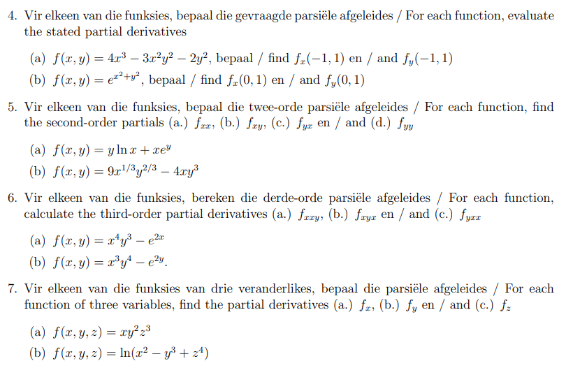 Solved \r\n2. Vir elkeen van die funksies, evalueer die | Chegg.com