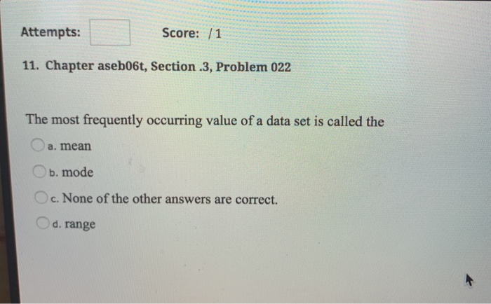Solved Attempts Score 1 11 Chapter Aseb06t Section 3 Chegg solved-attempts-score-1-11-chapter-aseb06t-section-3-chegg