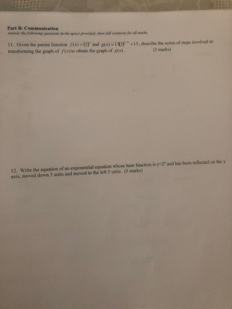 Solved Part B: Communication Answer the following questions | Chegg.com