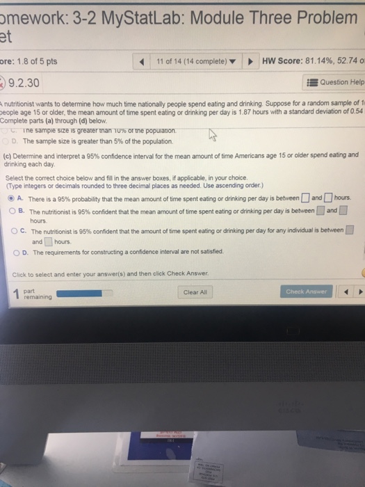 omework: 3-2 MyStatLab: Module Three Problem et 11 of | Chegg.com