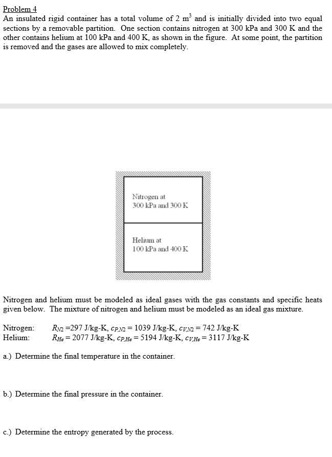 Solved Problem 4 An insulated rigid container has a total | Chegg.com