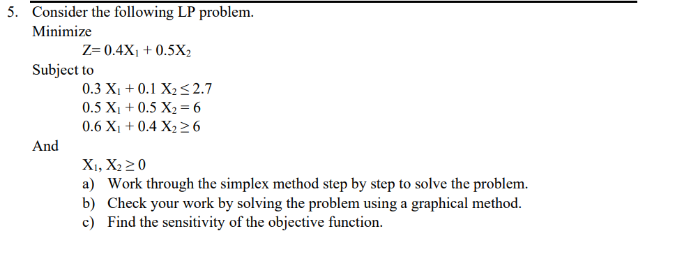 Solved Consider the following LP | Chegg.com