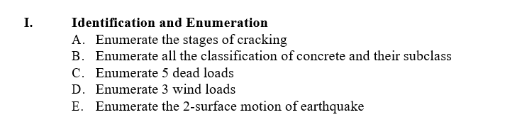 Solved I. Identification and Enumeration A. Enumerate the | Chegg.com