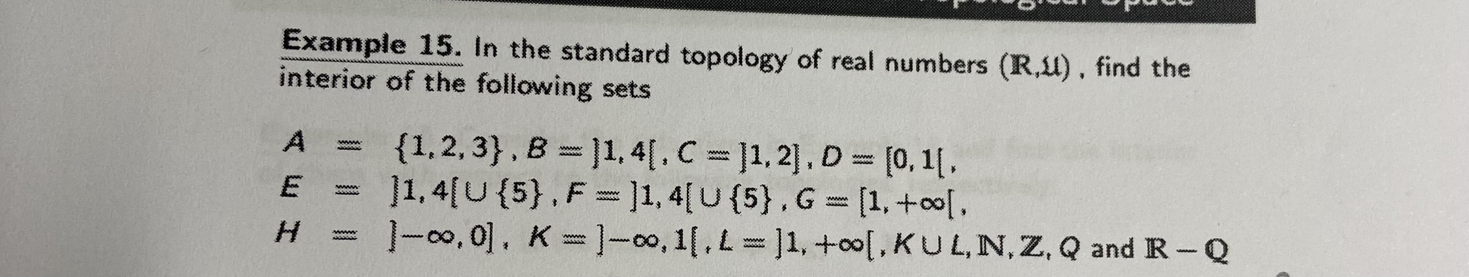 Solved Example 15. ﻿In the standard topology of real numbers | Chegg.com