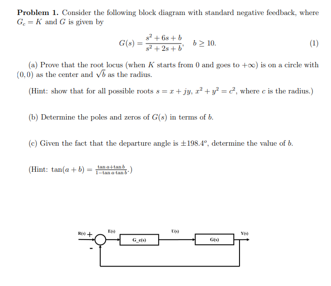 Solved Problem 1. Consider the following block diagram with | Chegg.com