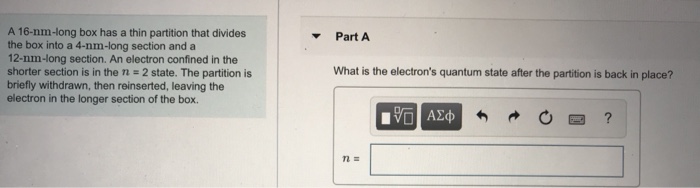 Solved A 16-nm-long box has a thin partition that divides | Chegg.com