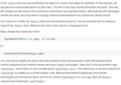 Solved Java programming problem; the Pasta and PastaType | Chegg.com