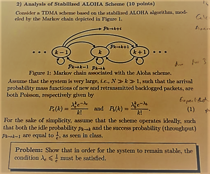 Solved 2) Analysis of Stabilized ALOHA Scheme (10 polnts) | Chegg.com