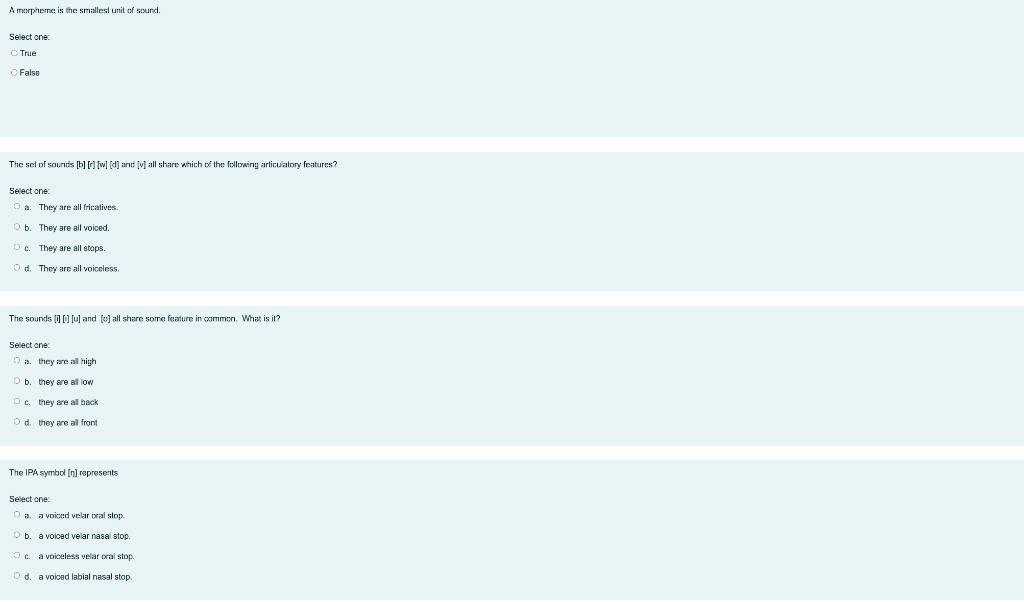 Solved A morpheme is the smallest unit of sound. Select one: | Chegg.com