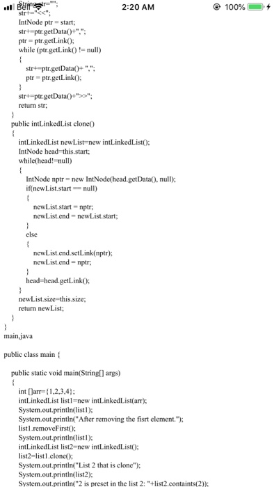 Solved Add the following methods to your IntLinkedList. | Chegg.com