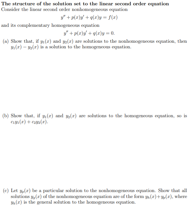 Solved The structure of the solution set to the linear | Chegg.com