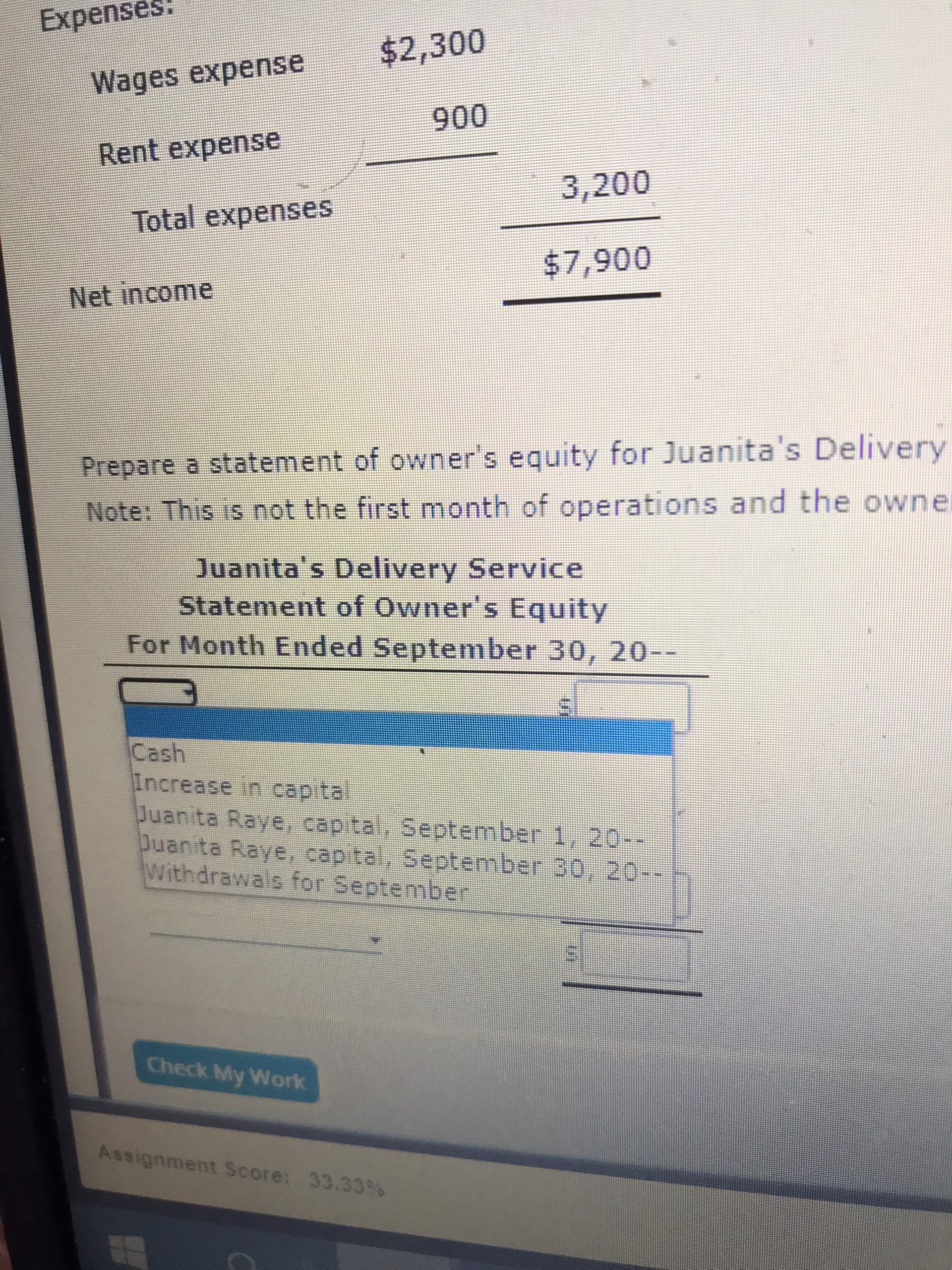 Solved Statement Of Owner's Equity Provided below is a trial | Chegg.com