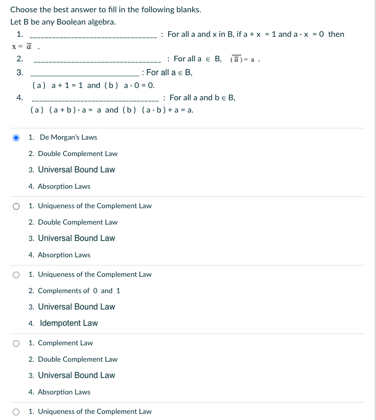 Solved Choose the best answer to fill in the following | Chegg.com