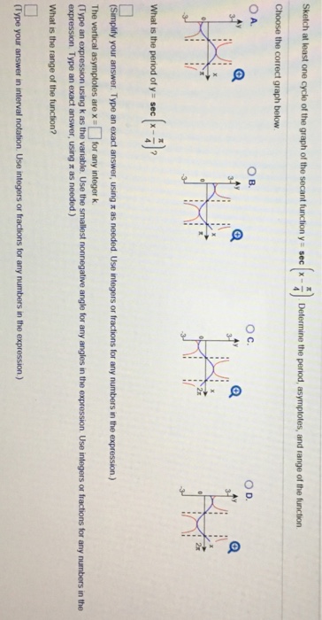 Solved Sketch at toast one cycle of the graph of the- secant | Chegg.com