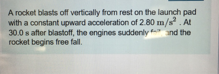 Solved A rocket blasts off vertically from rest on the | Chegg.com