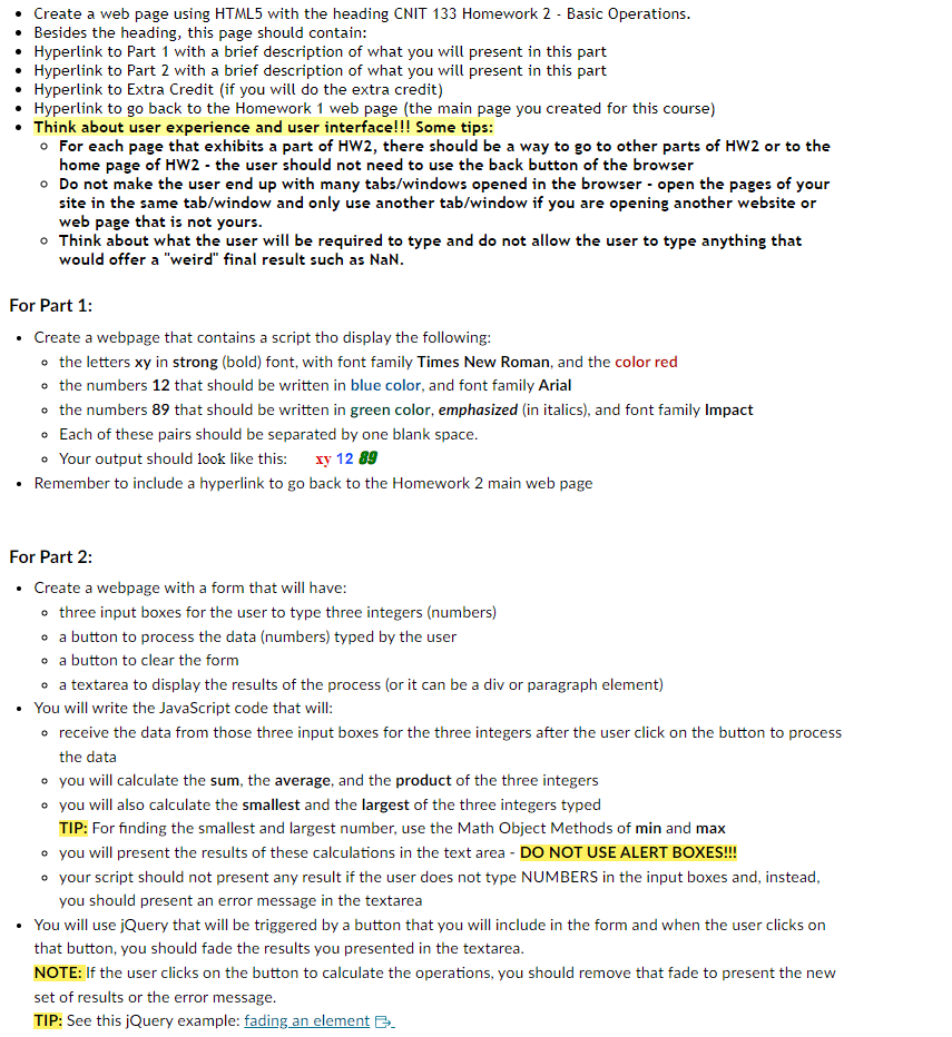 Solved Create A Web Page Using Html5 With The Heading Cnit 5086
