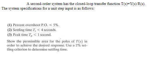 Solved A second-order system has the closed-loop transfer | Chegg.com