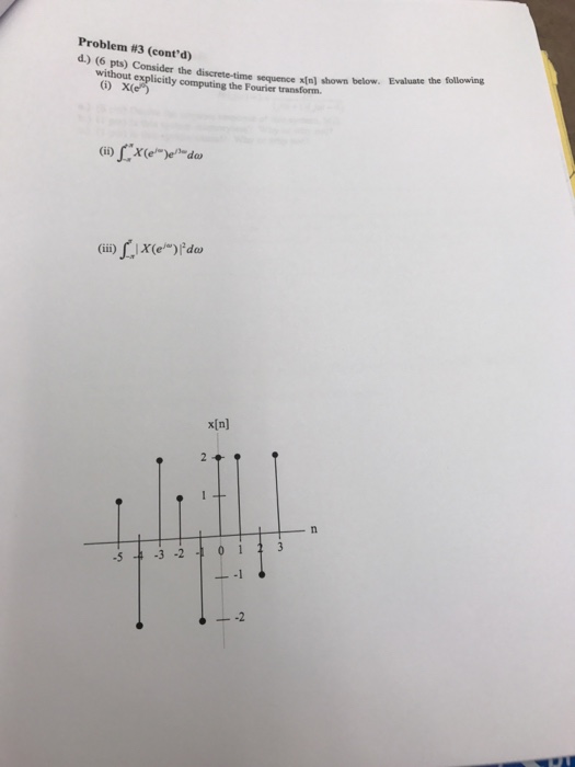 Solved Consider the discrete-time sequence x[n] shown below. | Chegg.com