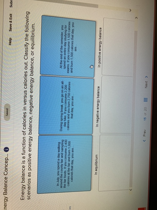 Solved nergy Balance Concep.. Help Save & Exit Subr Energy | Chegg.com