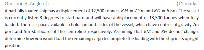 Solved Question 3: Angle of list (15 marks) A partially | Chegg.com