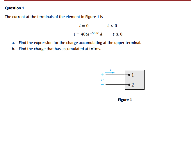 Solved The current at ﻿the terminals of ﻿the element in | Chegg.com