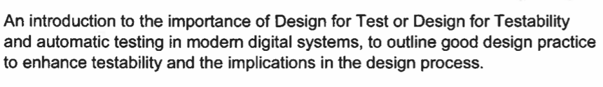 Solved An introduction to the importance of Design for Test | Chegg.com