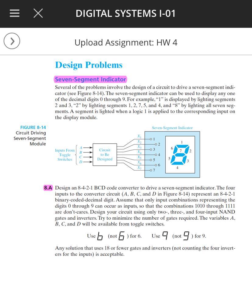Solved = X DIGITAL SYSTEMS 1-01 Upload Assignment: HW 4 | Chegg.com