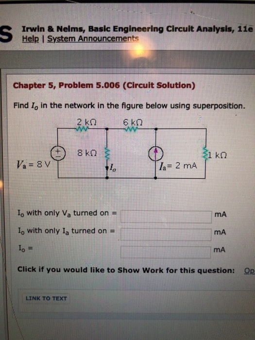 Solved Irwin & Nelms, Basic Engineering Circuit Analysis, | Chegg.com Solved Irwin & Nelms, Basic Engineering Circuit Analysis, | Chegg.com