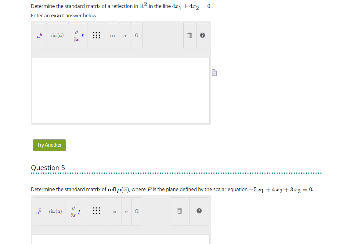 Solved Determine the standard matrix of a reflection in R2 | Chegg.com
