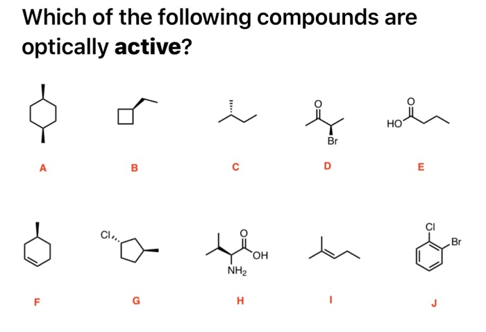 Solved Which of the following compounds are optically | Chegg.com