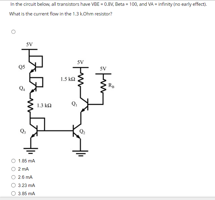 Solved In the circuit below, all transistors have VBE =0.8 | Chegg.com