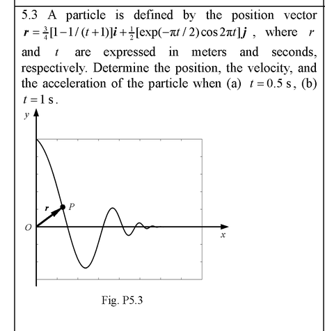 Solved 5.3 A particle is defined by the position vector | Chegg.com