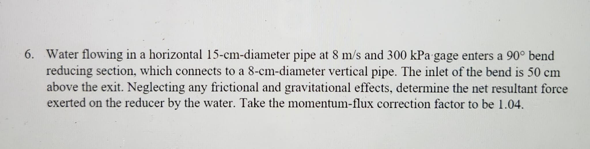 Solved Water flowing in a horizontal 15 -cm-diameter pipe at | Chegg.com