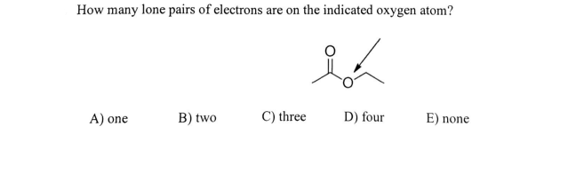 Solved How many lone pairs of electrons are on the indicated | Chegg.com