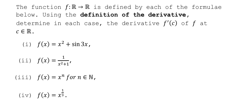 Solved The function f:R→R is ﻿defined by ﻿each of ﻿the | Chegg.com