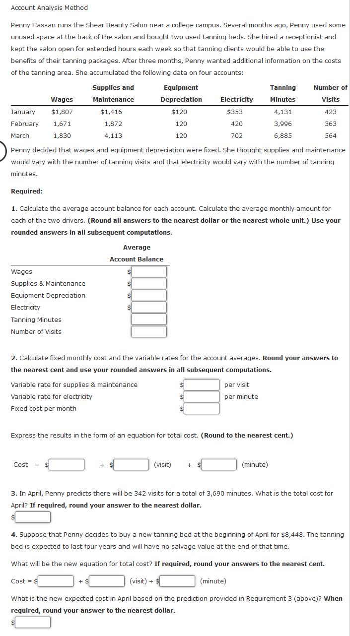 Solved Account Analysis MethodPenny Hassan runs the Shear | Chegg.com