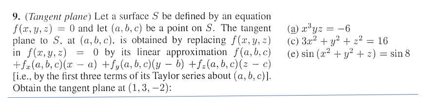 Solved 9. (Tangent plane) Let a surface S be defined by an | Chegg.com