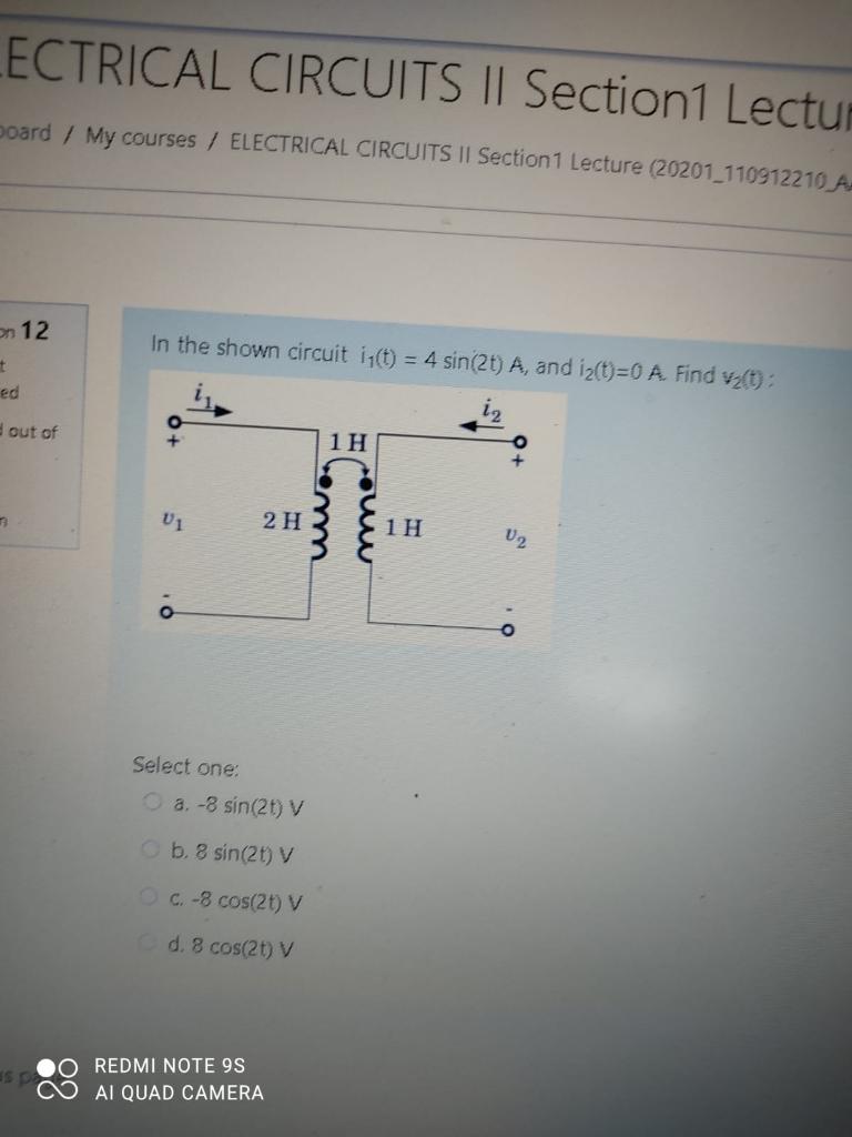 Solved ECTRICAL CIRCUITS II Section1 Lectur board / My | Chegg.com