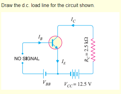 Solved Draw the d.c. load line for the circuit shown. Ic IB | Chegg.com