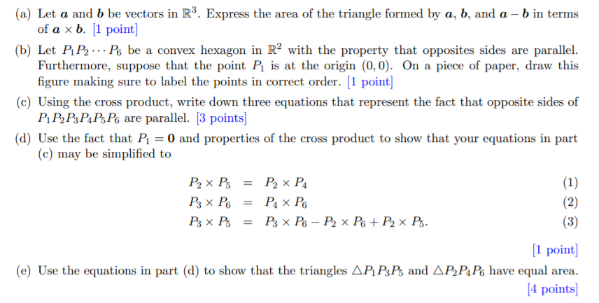Solved (a) Let a and b be vectors in R3. Express the area of | Chegg.com